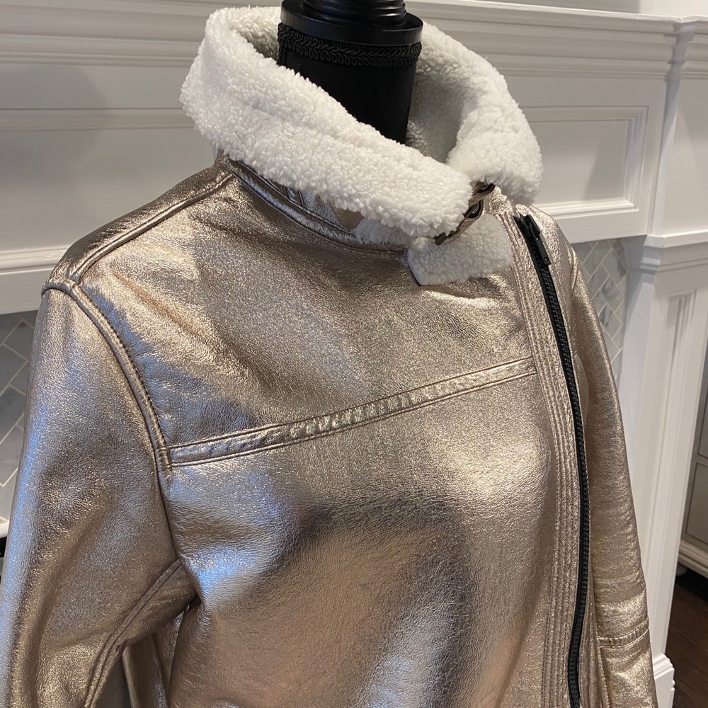 Gold Lemay Vegan Leather Bomber With Shearling - Gem